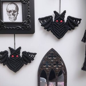 Small Bat Macrame Decor, Car Mirror Charm, Gothic Wall Decor, Gothic ...