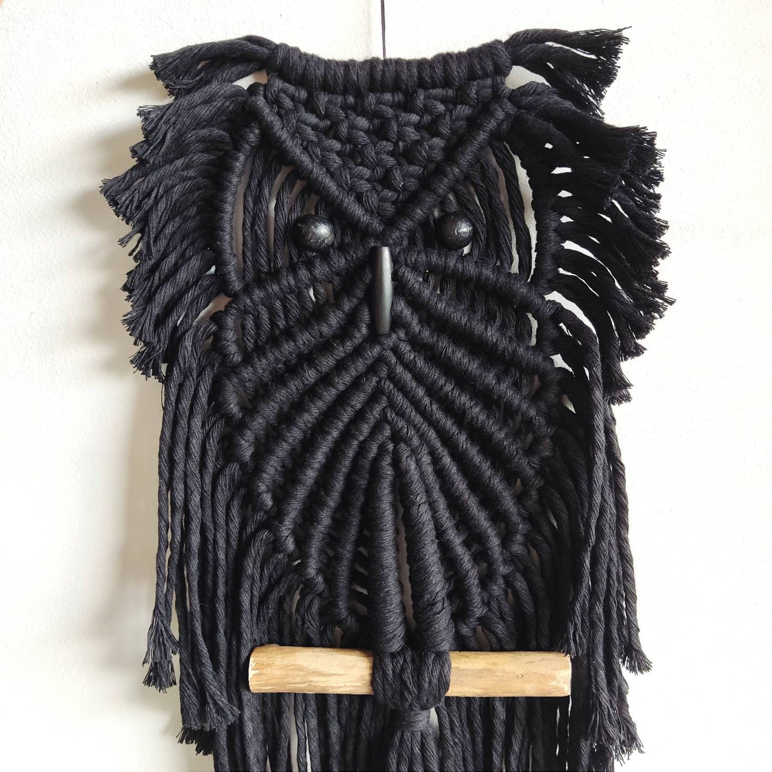 Black Macrame Owl Black Macrame Wall Hanging Gothic Gift - Etsy