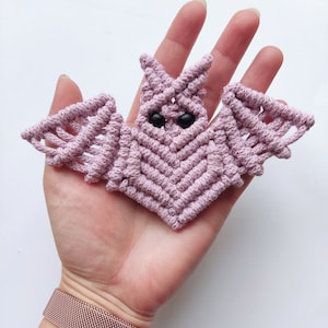 Small Pink and Black Macrame Bat Decor, Car Mirror Charm, Gothic Gift ...