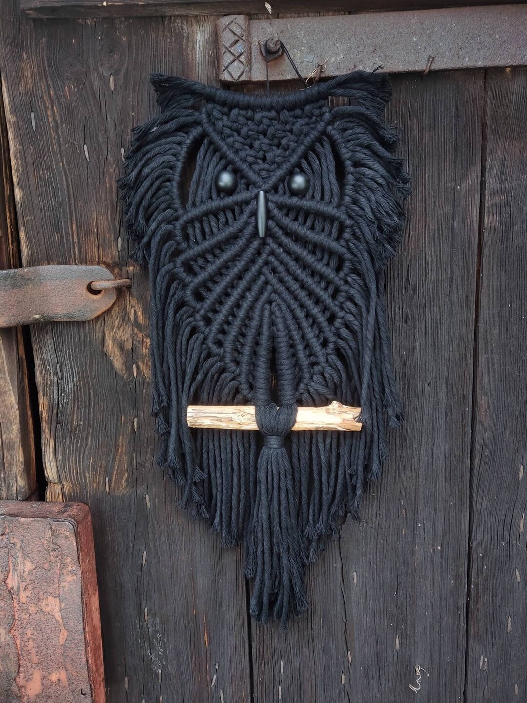 Black Macrame Owl, Black Macrame Wall Hanging, Gothic Gift, Gothic ...