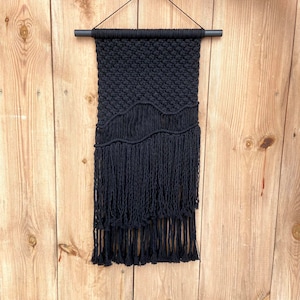 Minimalist Modern Black Macrame Wall Hanging, Macrame Home Decor ...