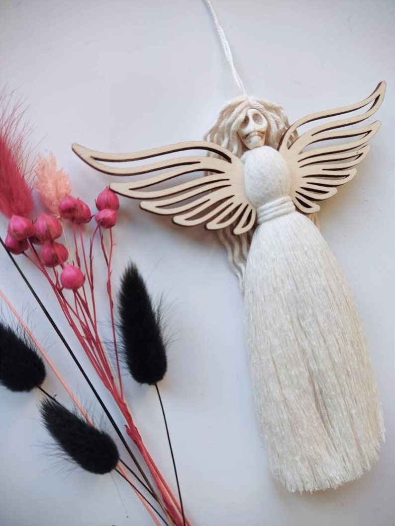 Macrame Skull Angel Wall Decor Angel Ornament Gothic Gift - Etsy
