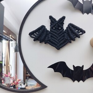 Small Pink and Black Macrame Bat Decor, Car Mirror Charm, Gothic Gift ...