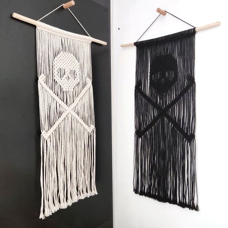 Minimalist Modern Skull Macrame Wall Hanging Skull and Bones - Etsy