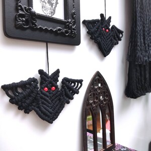 Small Bat Macrame Decor, Car Mirror Charm, Gothic Wall Decor, Gothic ...