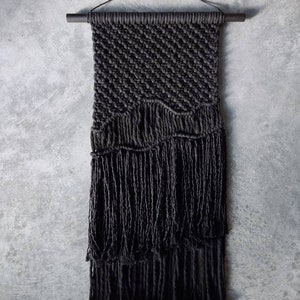 Minimalist Modern Black Macrame Wall Hanging, Macrame Home Decor ...