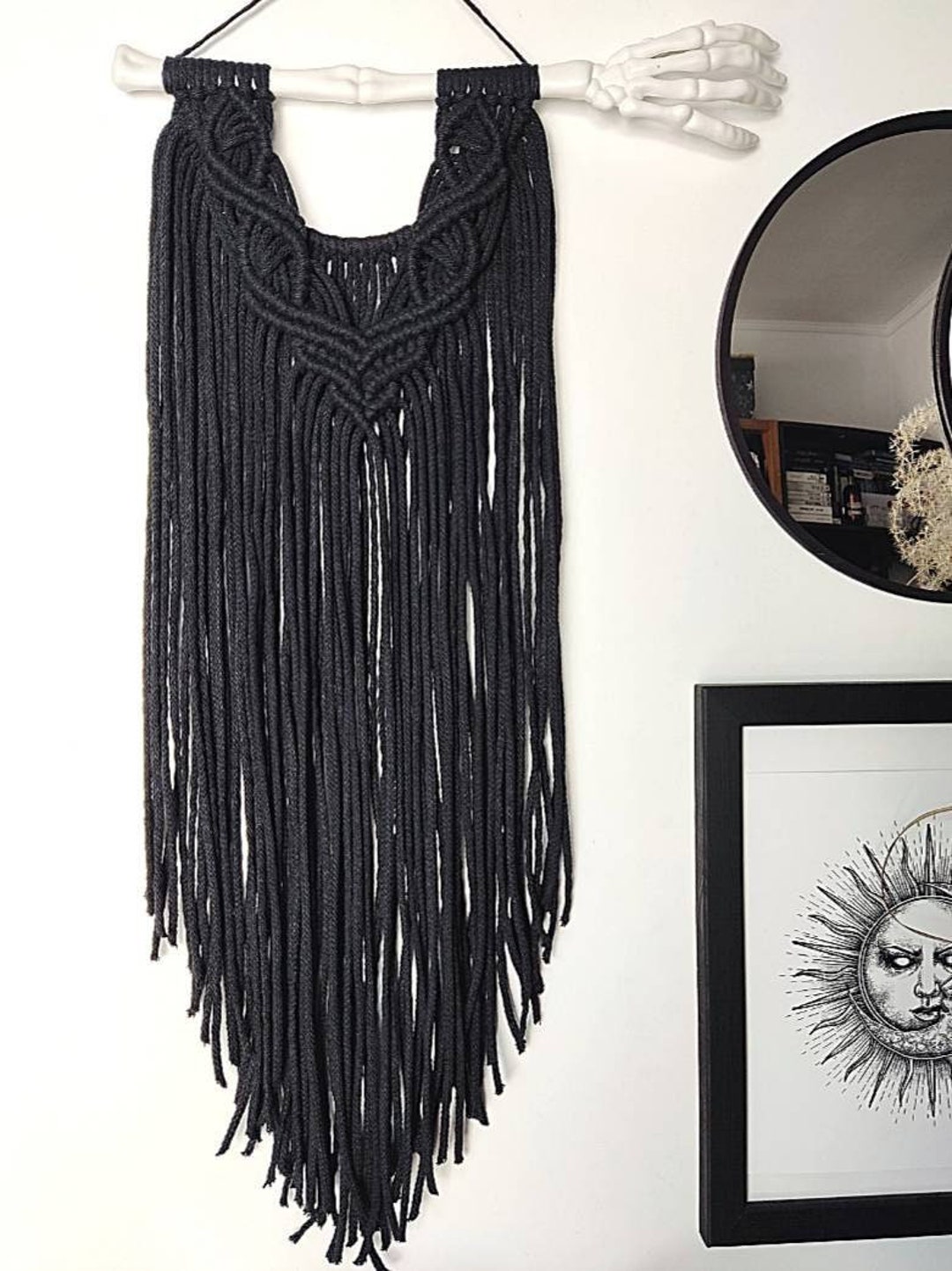 Skeleton Hand Black Macrame Wall Hanging Spooky Wall Decor - Etsy