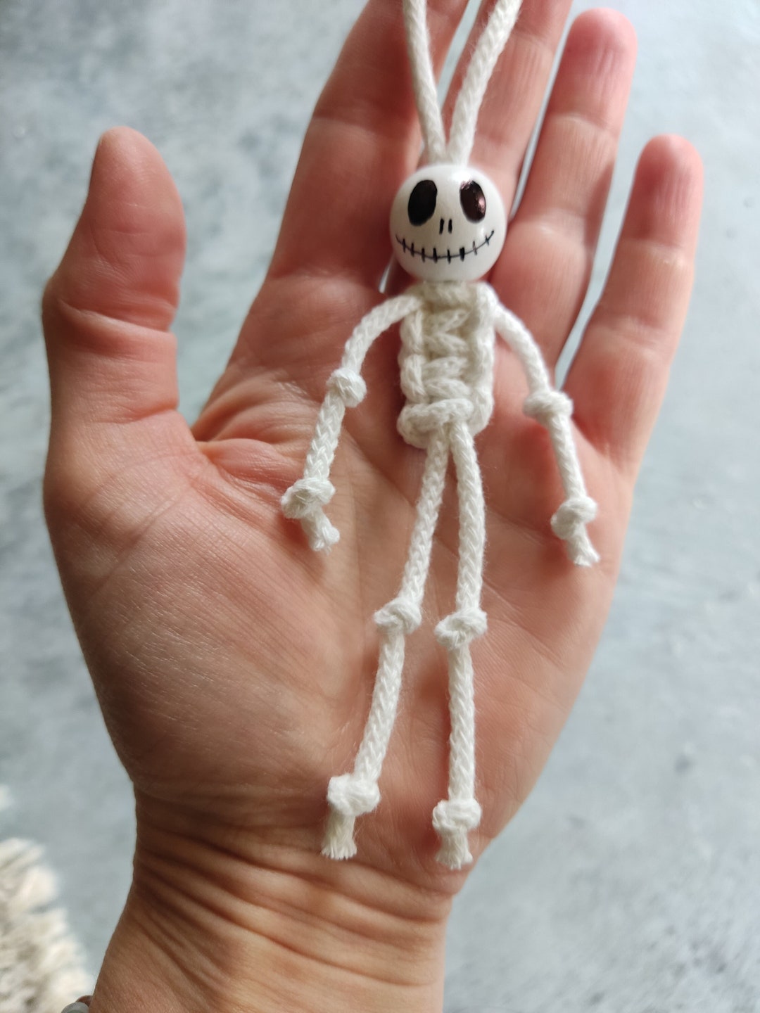 Skeleton Macrame Ornament, Car Mirror Charm, Gothic Decor, Gothic Gift ...