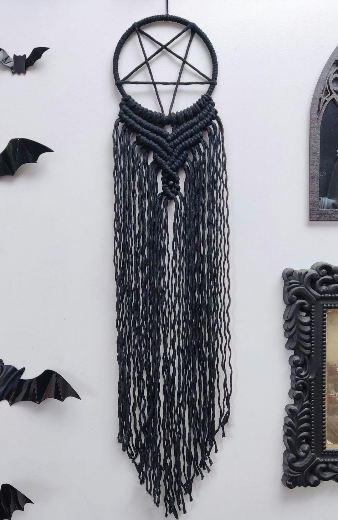 Black Macrame Inverted Pentagram Wall Hanging: Gothic Pagan Decor - Etsy