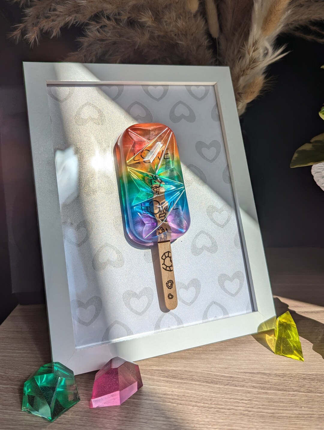 Pop Art Rainbow Eis am Stiel 3D Bild aus Kunstharz/Epoxid Pride 2024 ...