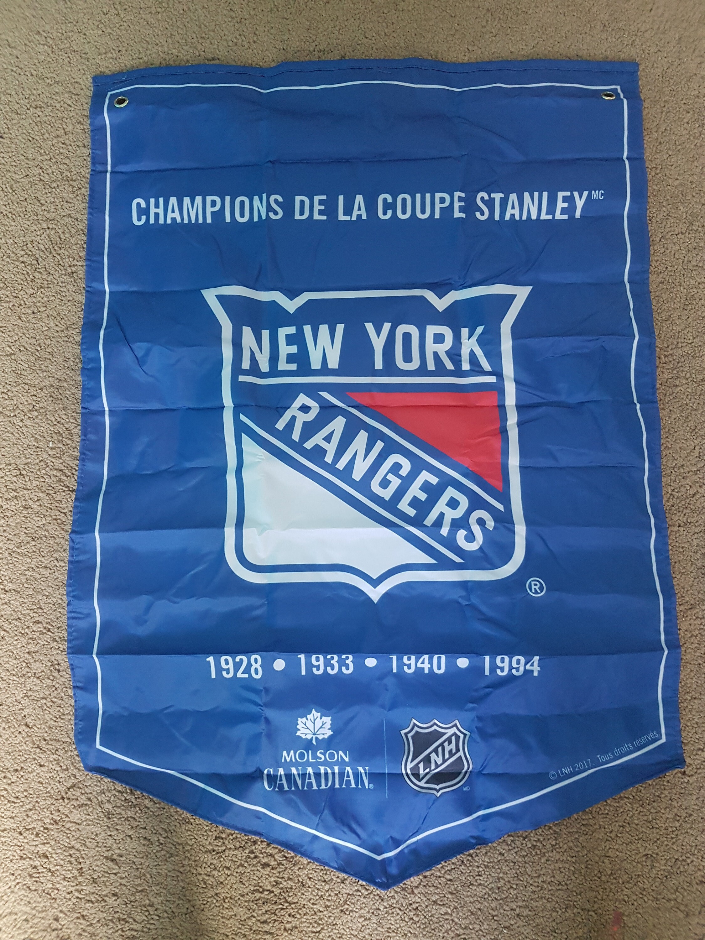 New York Rangers Stanley Cup Champions Banner - Sealed - Molson ...