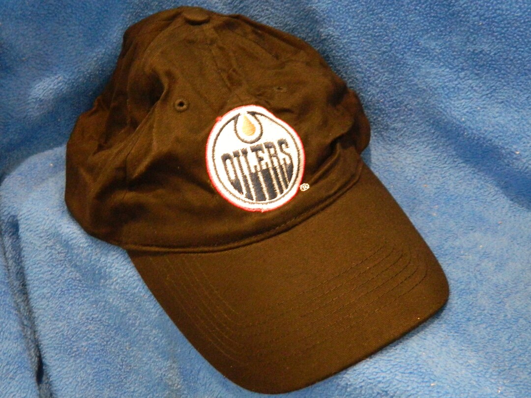 Oilers Hat Cap Vintage Mesh One Size Fits All Classic Black Sports ...