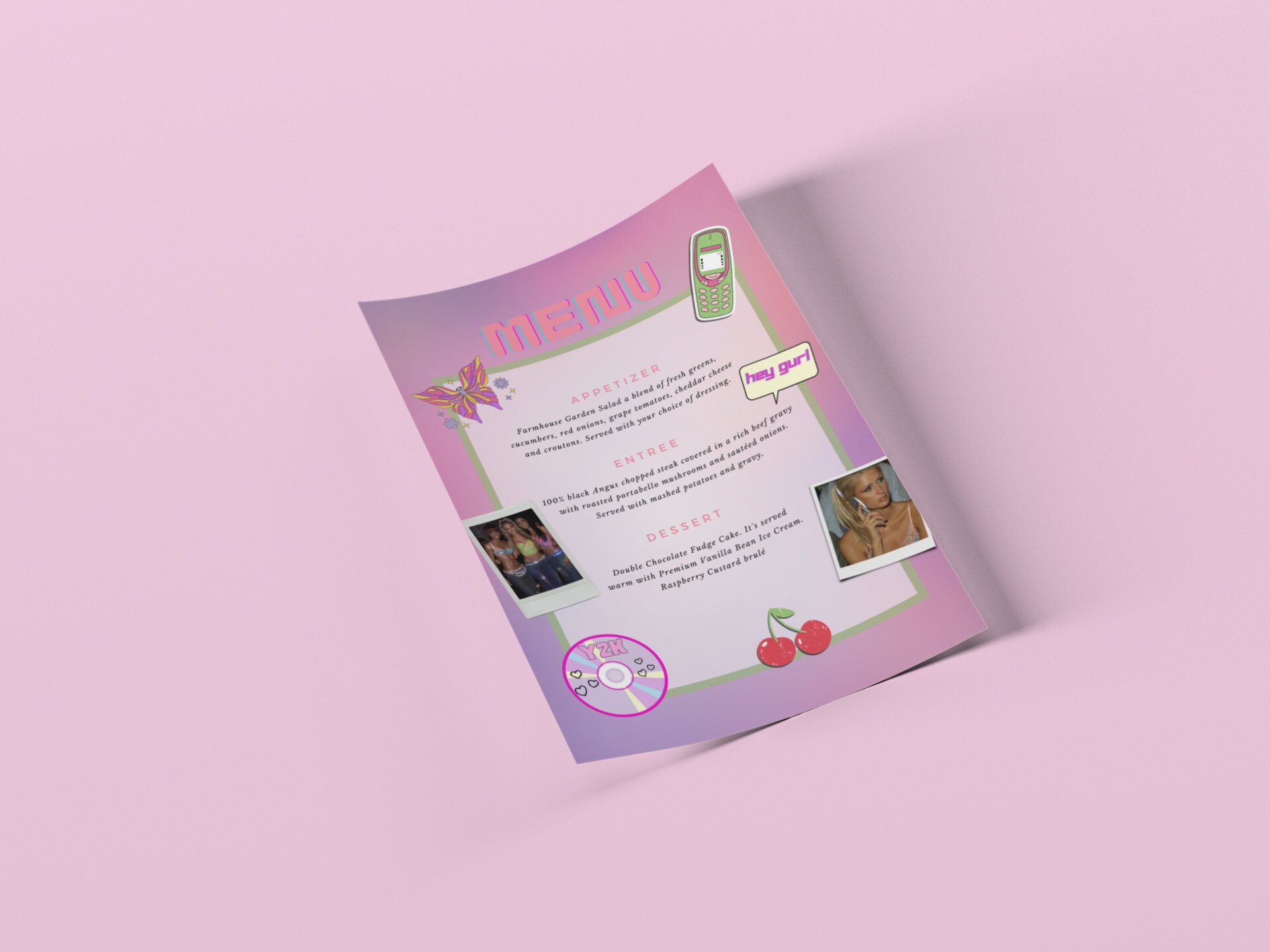 Y2K Food Menu, Dinner Menu, Brunch Menu - Etsy
