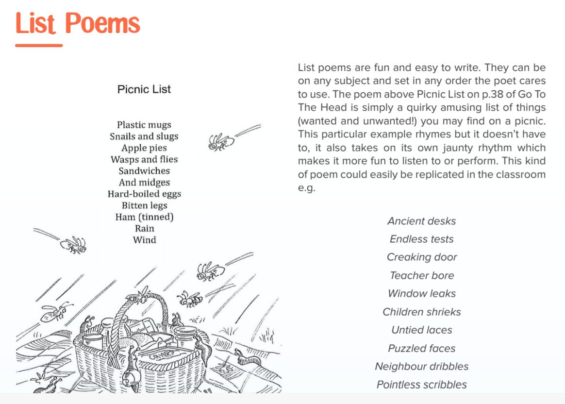 Poetry Writing Resource Pack- Go to the Head! - Etsy