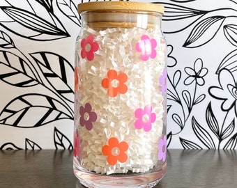 Retro Daisy Flower Glass Cup - Etsy