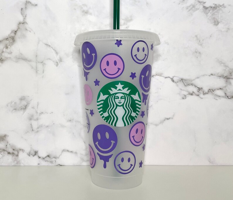 Smile Face Starbucks Cup Smile Face Cup Melting Smile - Etsy
