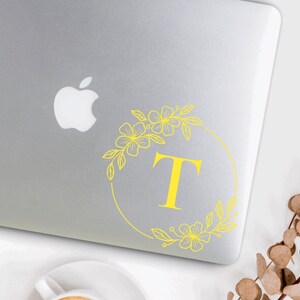 Vinyl Initial Decal, Floral Monogram Decal, Single Letter Monogram ...