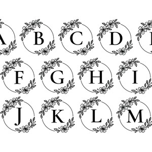 Vinyl Initial Decal, Floral Monogram Decal, Single Letter Monogram ...