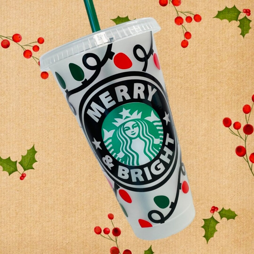 Christmas Lights Starbucks Cup, Merry and Bright Cup, Personalized ...