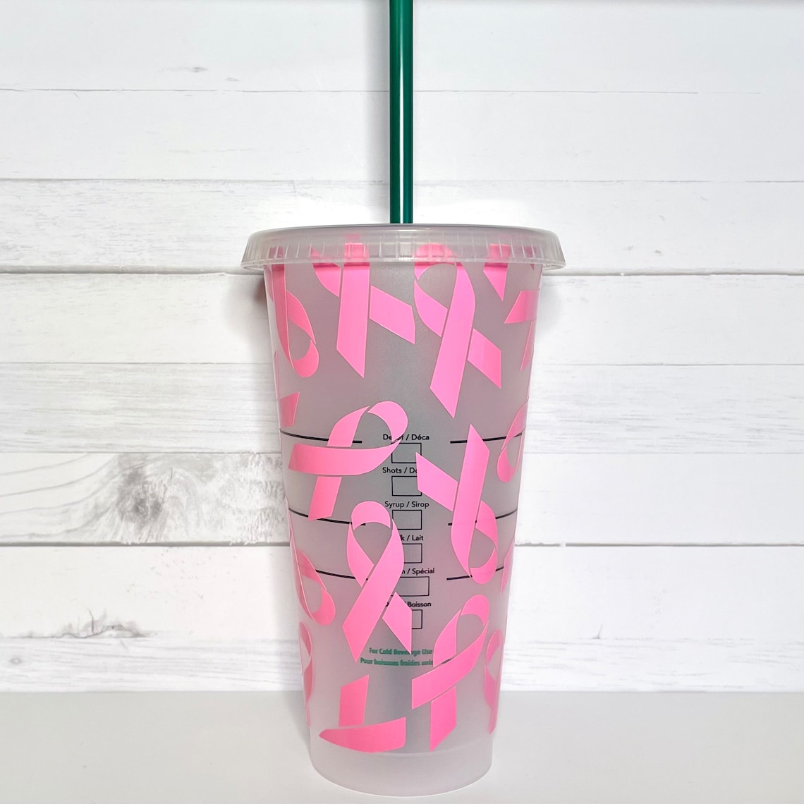 ANY COLOR Cancer Ribbon Starbucks Cup Breast Cancer Awareness - Etsy
