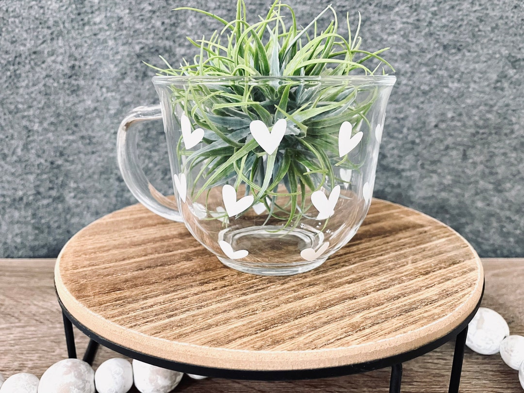 Heart Mug, Custom Oversized Coffee Mug, Aesthetic Glass Mug, Clear ...