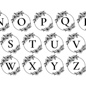 Vinyl Initial Decal, Floral Monogram Decal, Single Letter Monogram ...