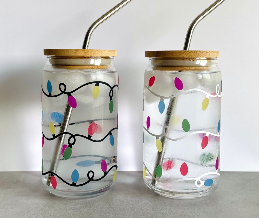 Color Changing Christmas Light Glass Can, Christmas Glass Can, Color ...