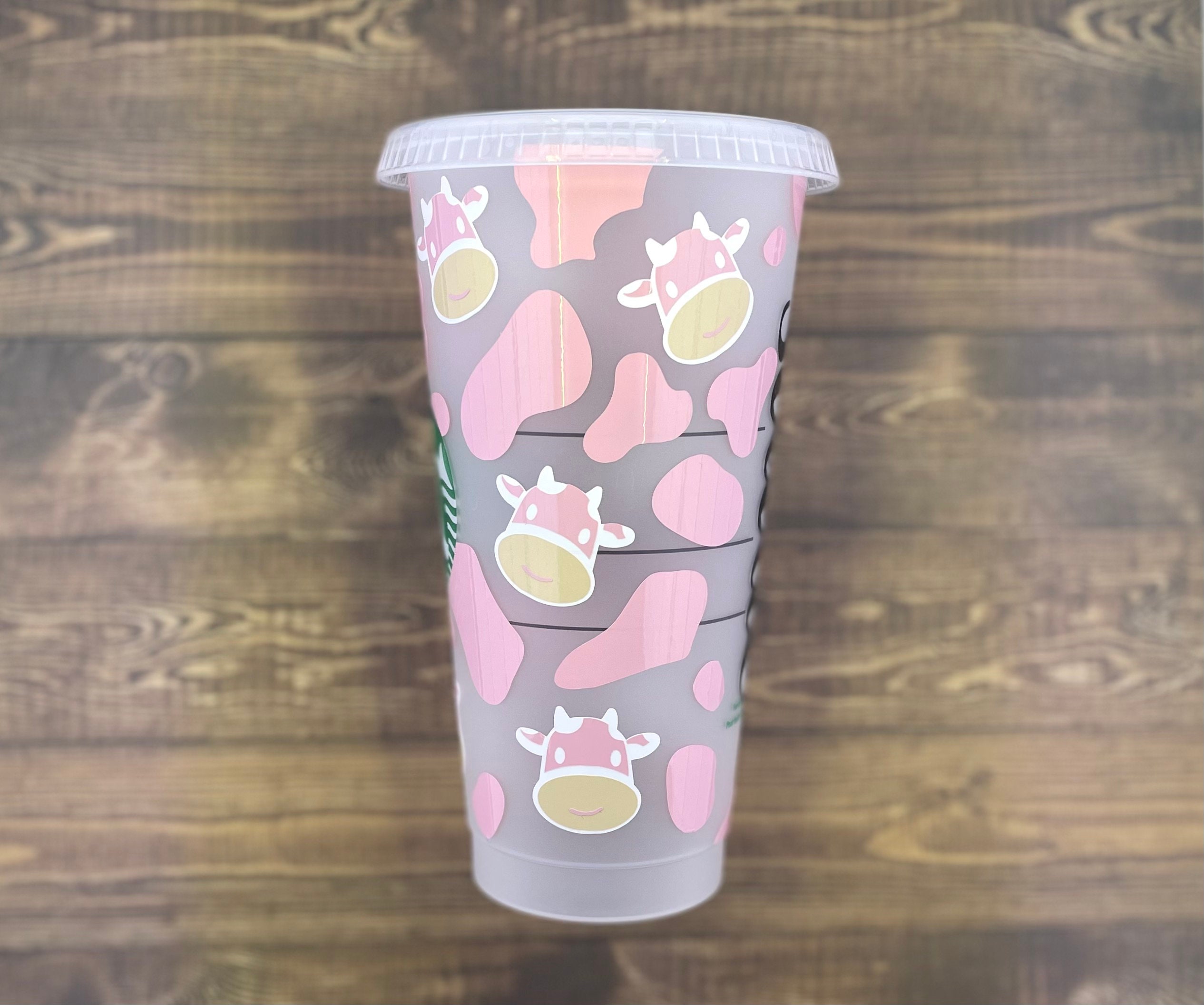 Strawberry Cow Starbucks Cup Cow Print Cute Cow Cup Cow - Etsy