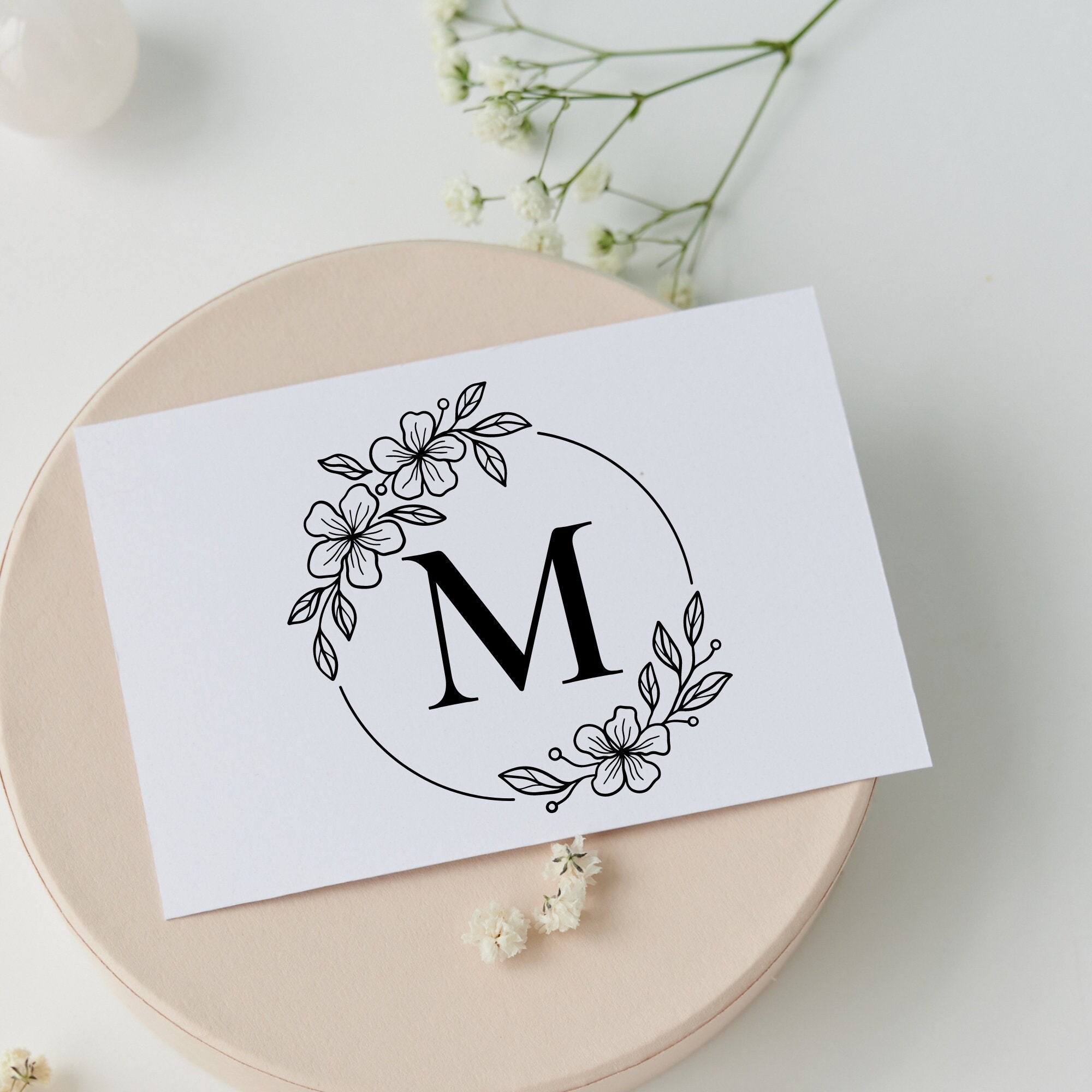 Vinyl Initial Decal, Floral Monogram Decal, Single Letter Monogram ...