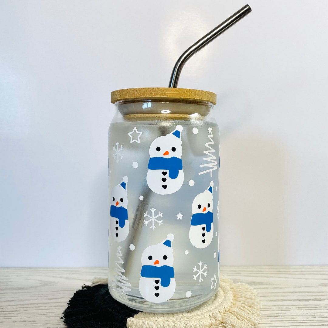 Color Changing Snowman Glass Cup, Christmas Winter Glass Can, Color ...