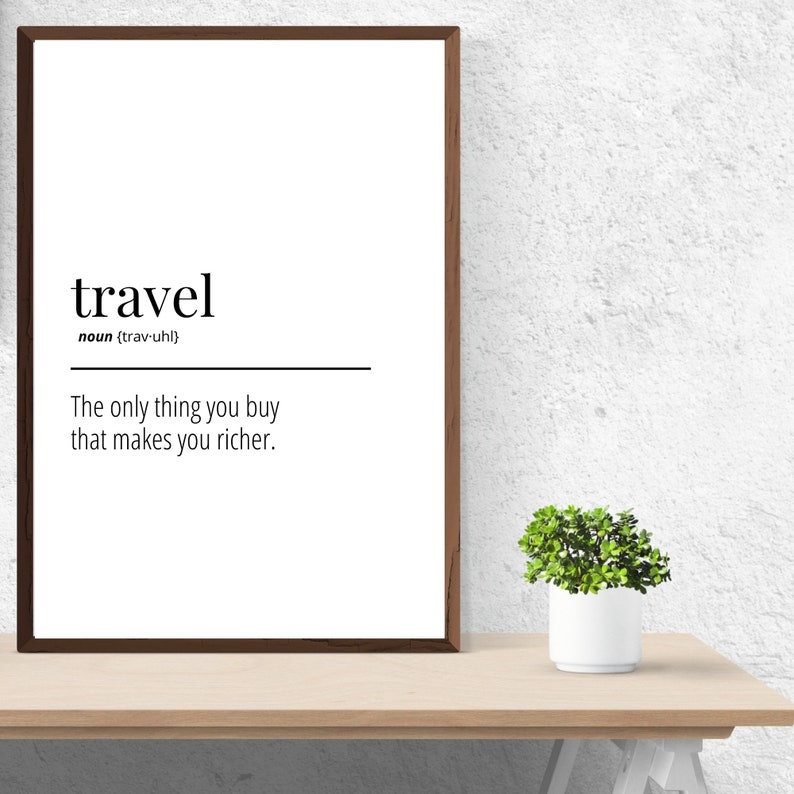 Travel Definition Print Travel Quote Print Inspirational | Etsy