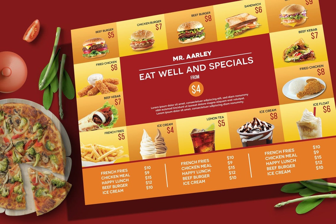 Fast Food Menu Board Food Menu Template Instant Template | Etsy