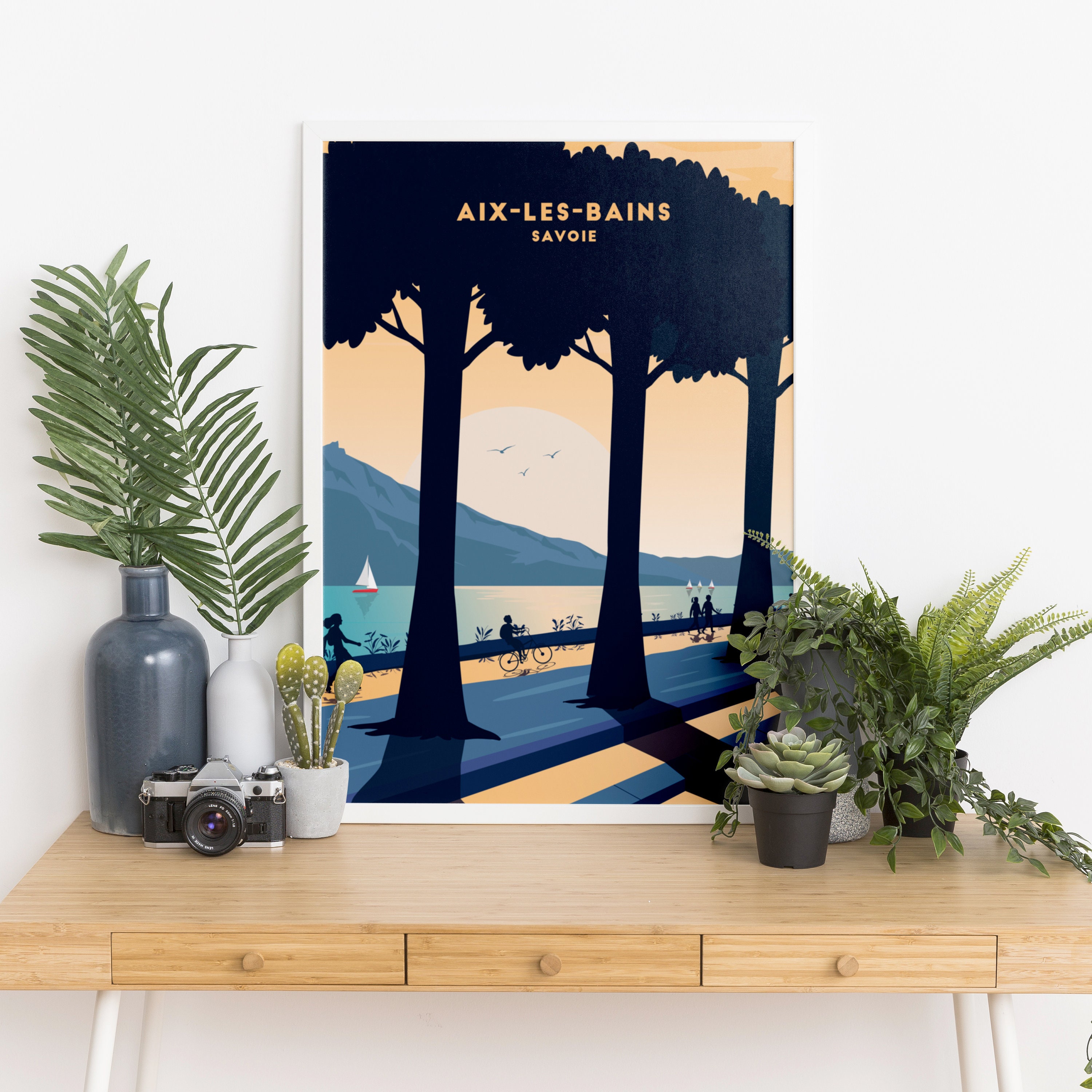 Affiche voyage / Poster vintage ville Aix les bains Savoie - Etsy France