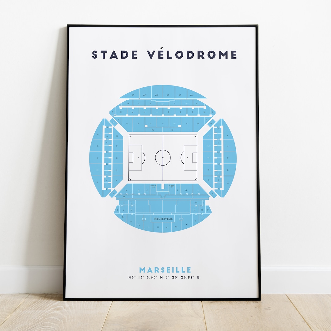 Stade Velodrome OM Minimalist Poster Map of the Football Stadium ...
