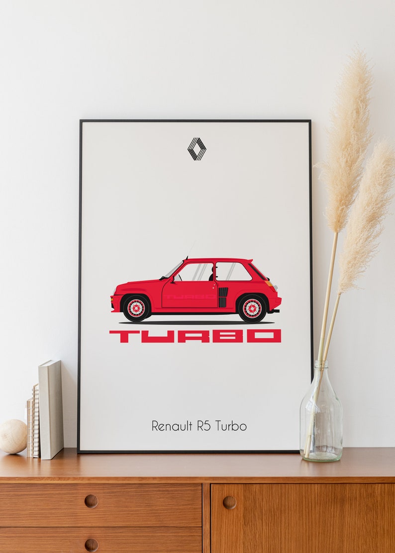 Poster Vintage Art Renault R5 Turbo Vector Drawings Car Collection ...