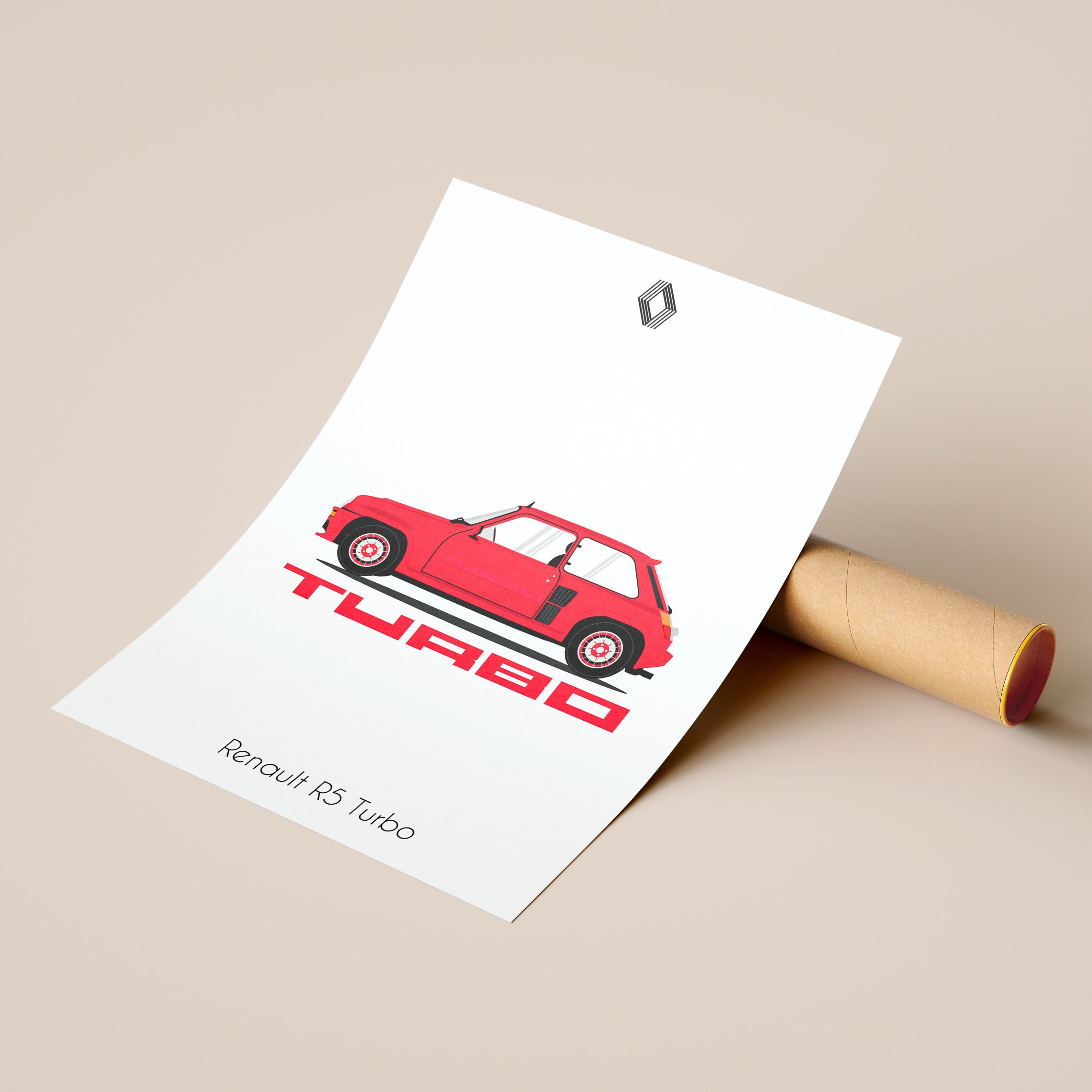 Poster vintage art Renault R5 turbo dessins vectoriel voiture ...