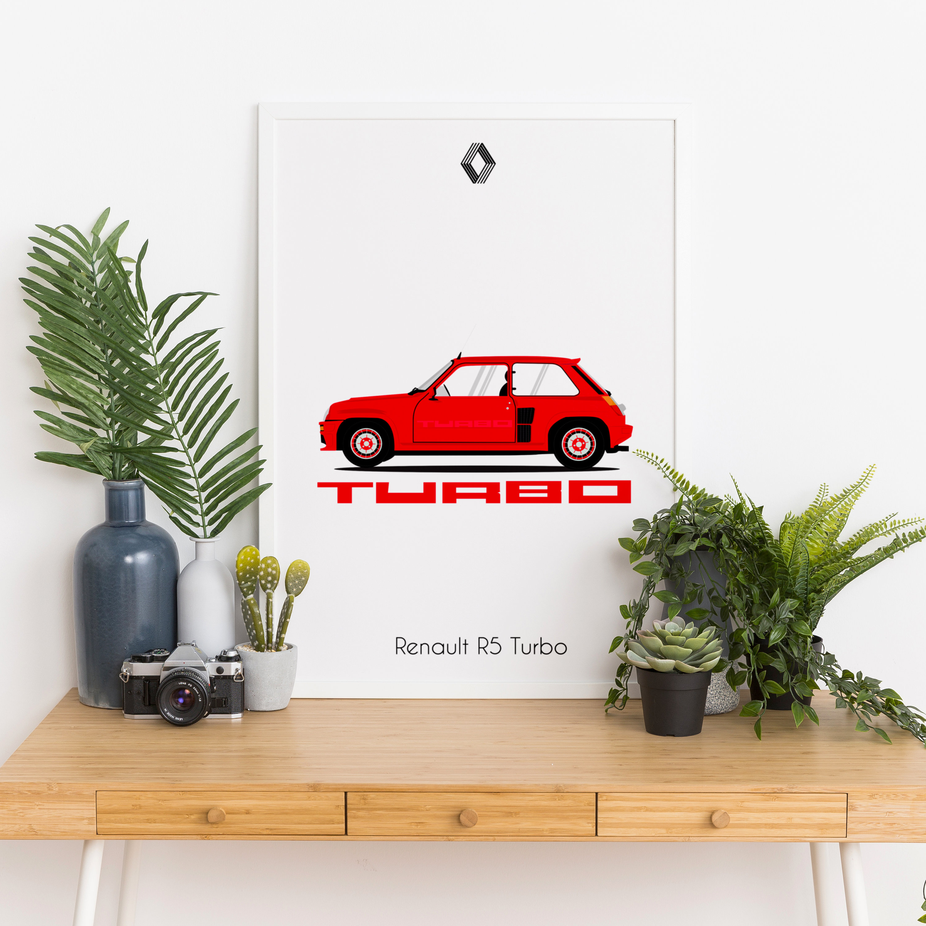 Poster vintage art Renault R5 turbo dessins vectoriel voiture ...