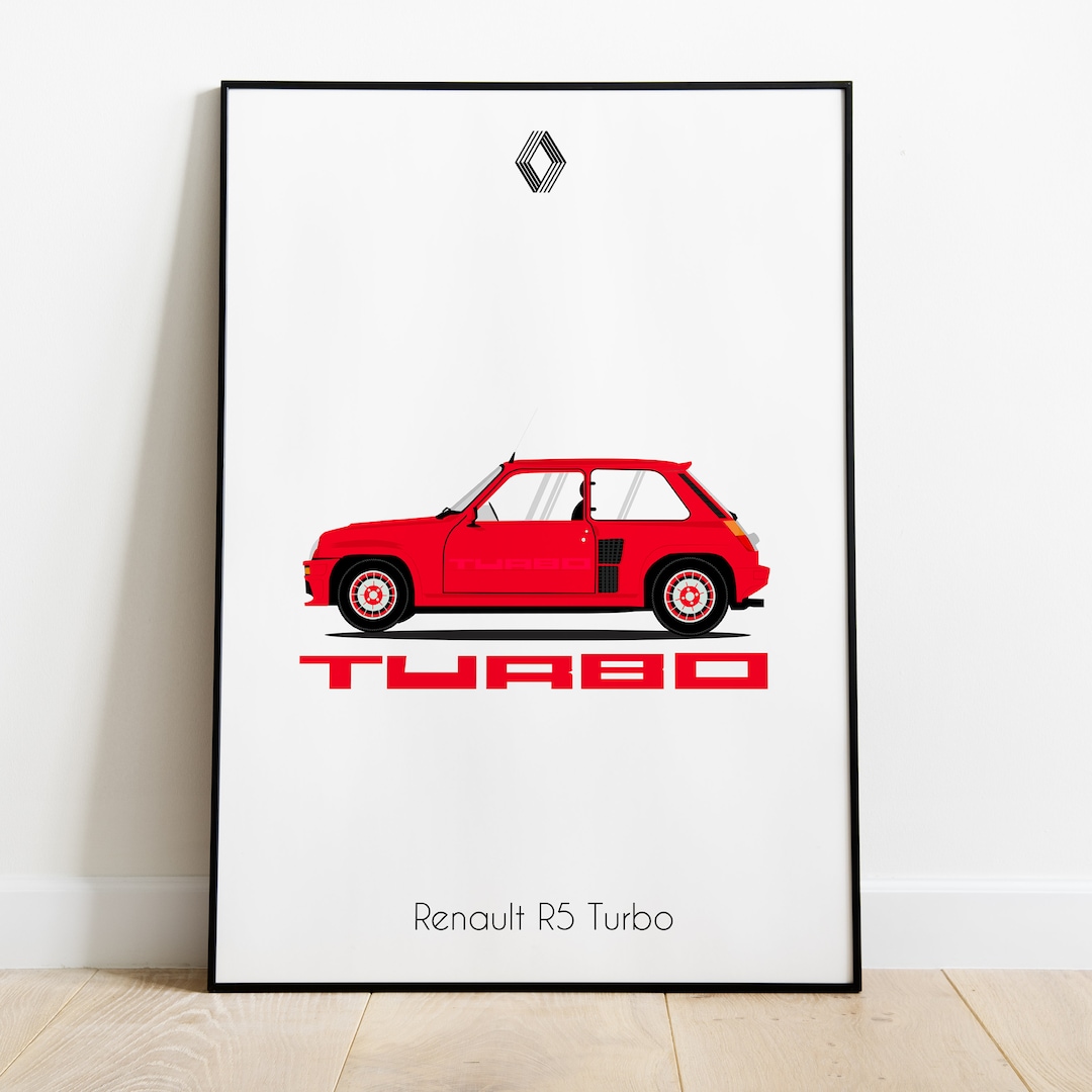 Poster vintage art Renault R5 turbo dessins vectoriel voiture ...
