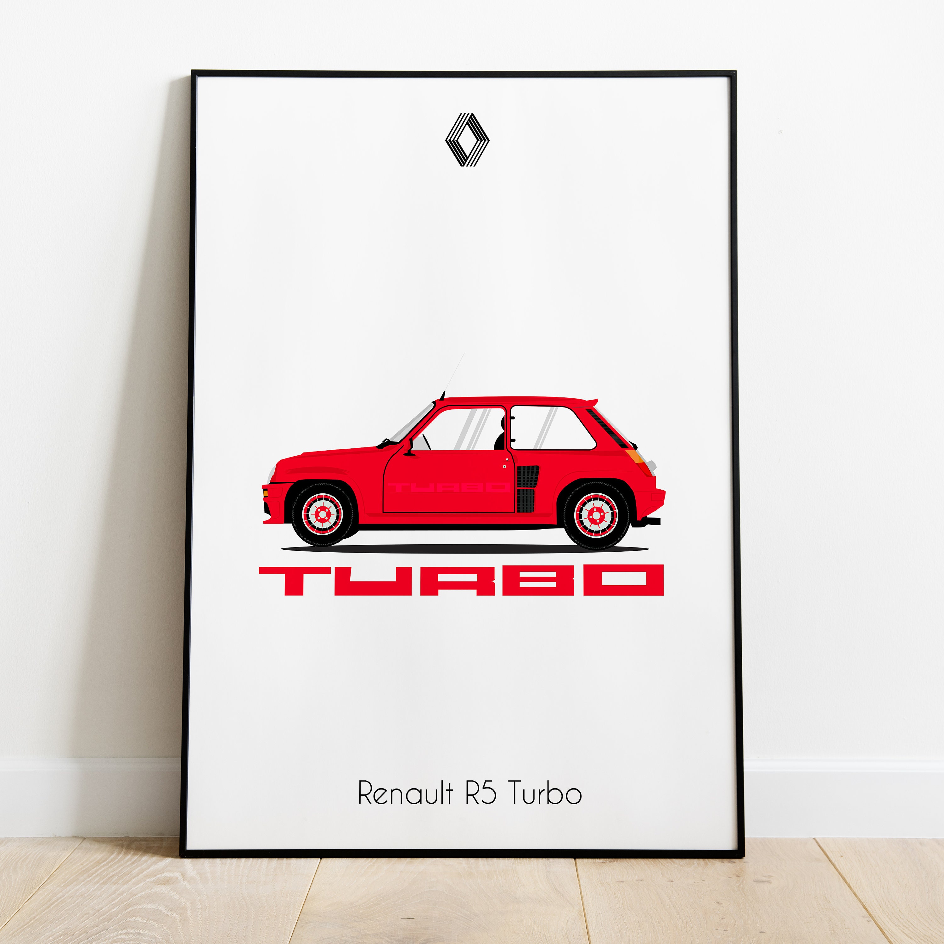 Poster vintage art Renault R5 turbo dessins vectoriel voiture ...