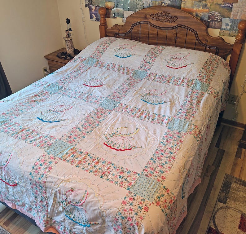 Vintage Hand-embroidered Bedspread (queen) - Etsy