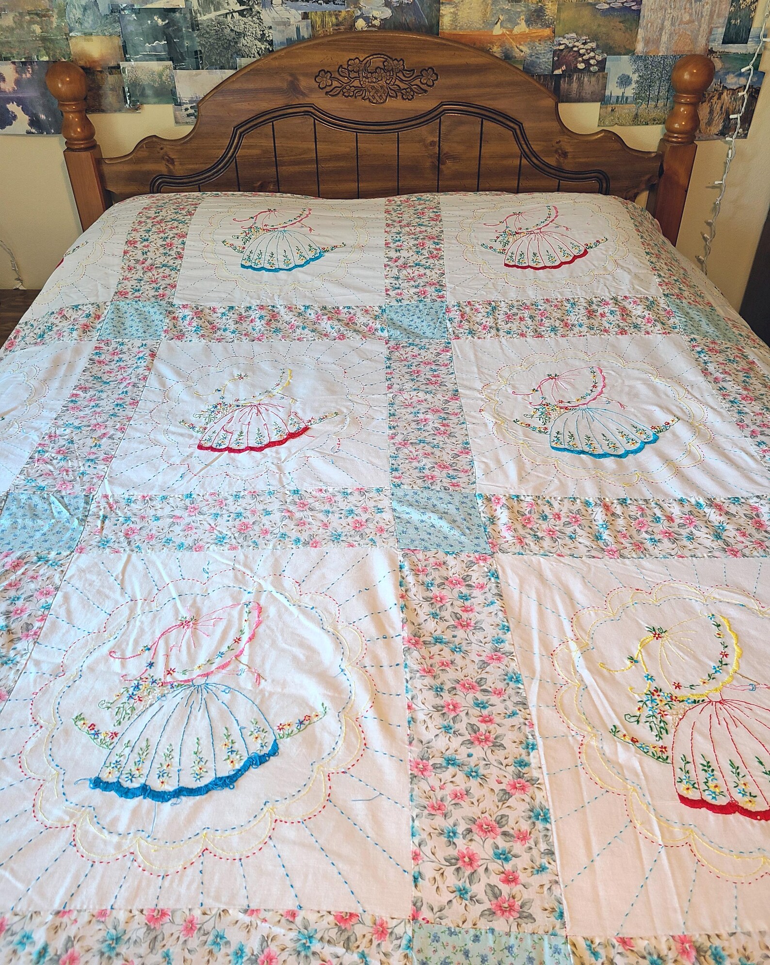 Vintage Hand-embroidered Bedspread (queen) - Etsy
