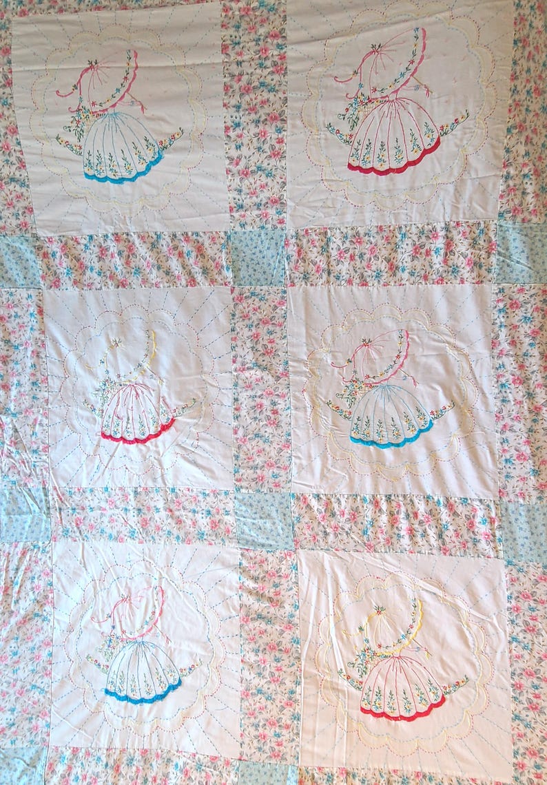 Vintage Hand-embroidered Bedspread (queen) - Etsy