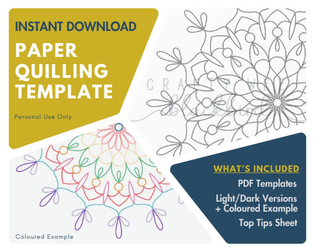 Paper Quilling Template, Printable Pattern for Quilling, Mandala Paper ...
