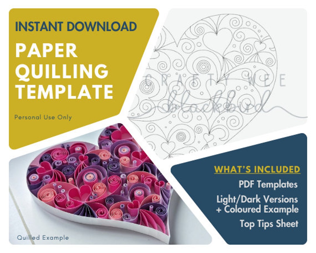 Paper Quilling Template, Printable Pattern for Quilling, Heart Paper ...