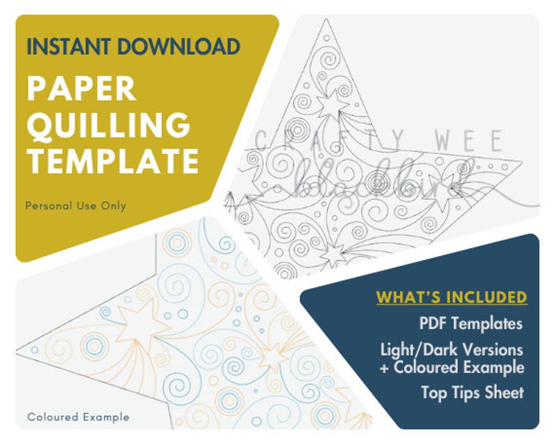 Paper Quilling Template, Printable Pattern for Quilling, Star Paper Art ...