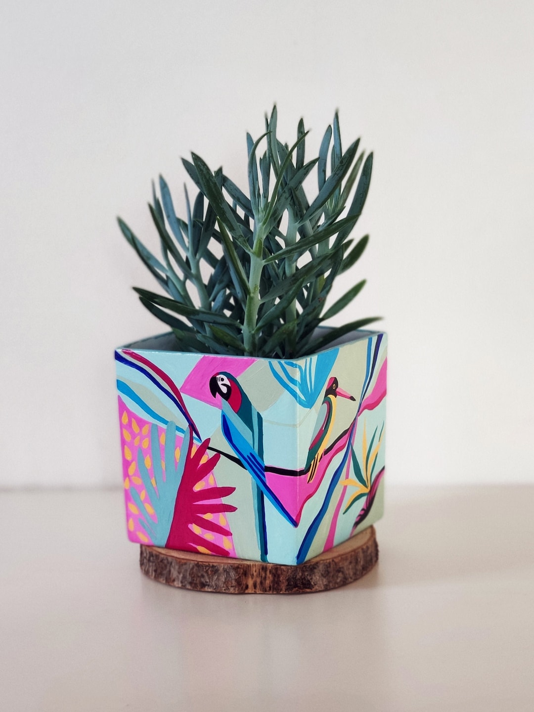 Square Ceramic Flower Pot, Hand Painted Cube, Ceramic Flower Pot ...