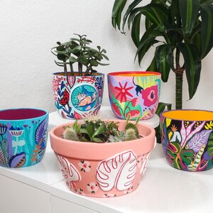 Ceramic Flowerpot "purple Jungle", Succulent Planter, Planter, Round ...