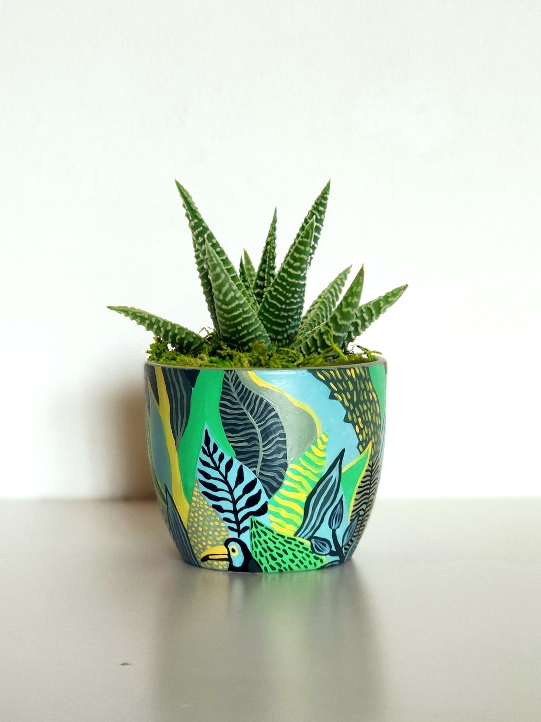 Ceramic Flower Pot, Abstraction Leaf Pattern Flower Pot, Houseplant Pot ...