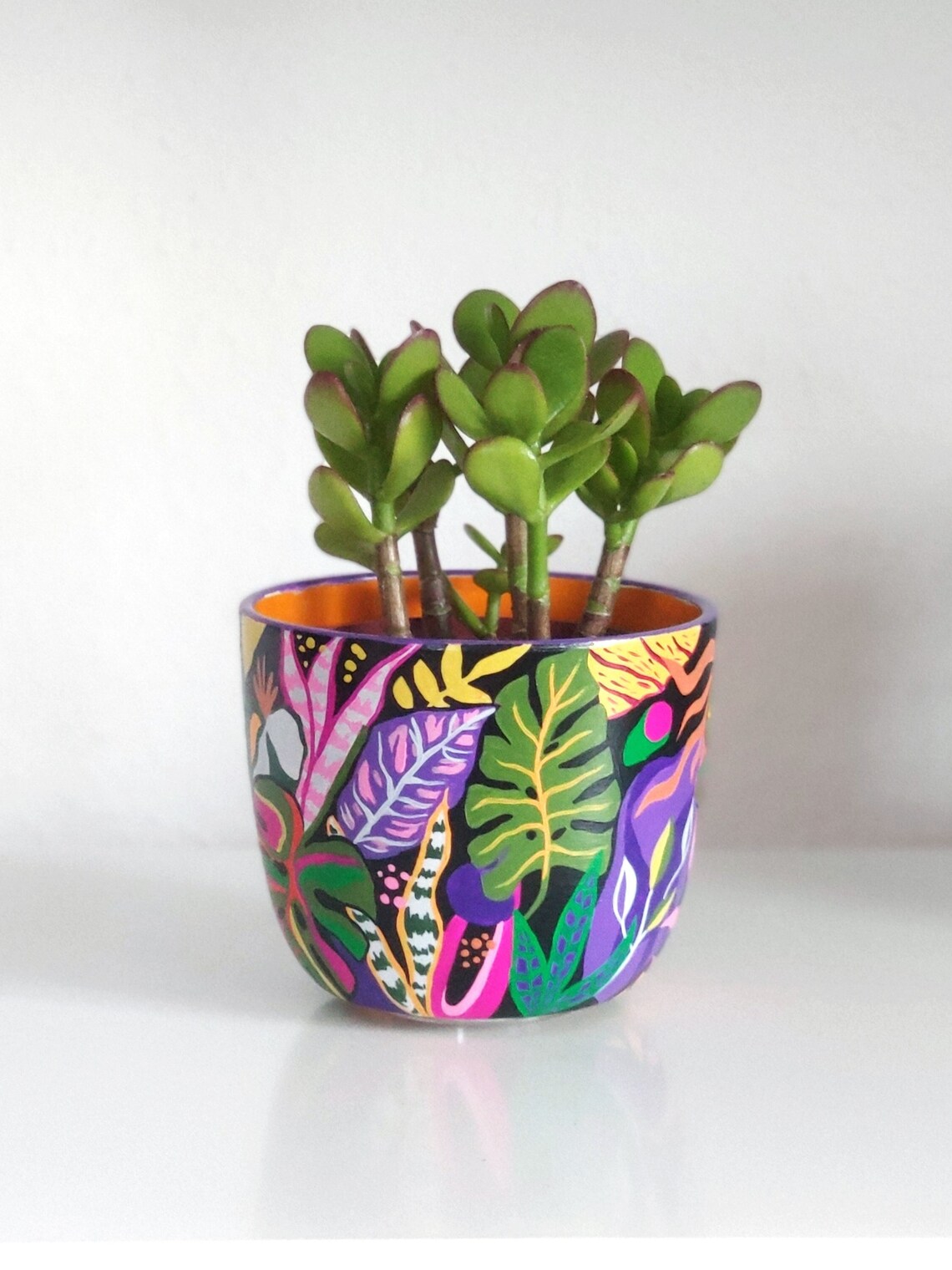Ceramic Flowerpot "purple Jungle", Succulent Planter, Planter, Round ...