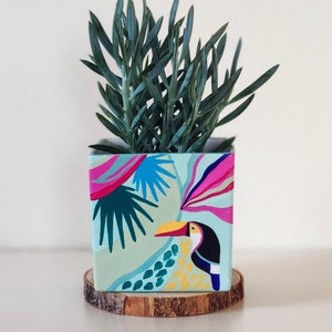 Square Ceramic Flower Pot, Hand Painted Cube, Ceramic Flower Pot ...